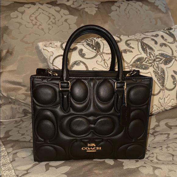 Coach | Bags | Coach Black Embossed Satchel | Poshmark